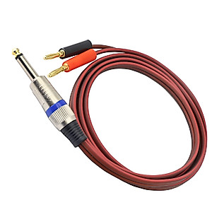 1/4 TS to Banana Plug Speaker Cable,6.35mm TS to Banana Plug Speaker Audio Cable,Gold-Plated 1/4 TS Male To Dual Banana Plugs OFC HiFi Speaker Wire For DJ Application, Mixer (5 Feet )-12AWG Cord