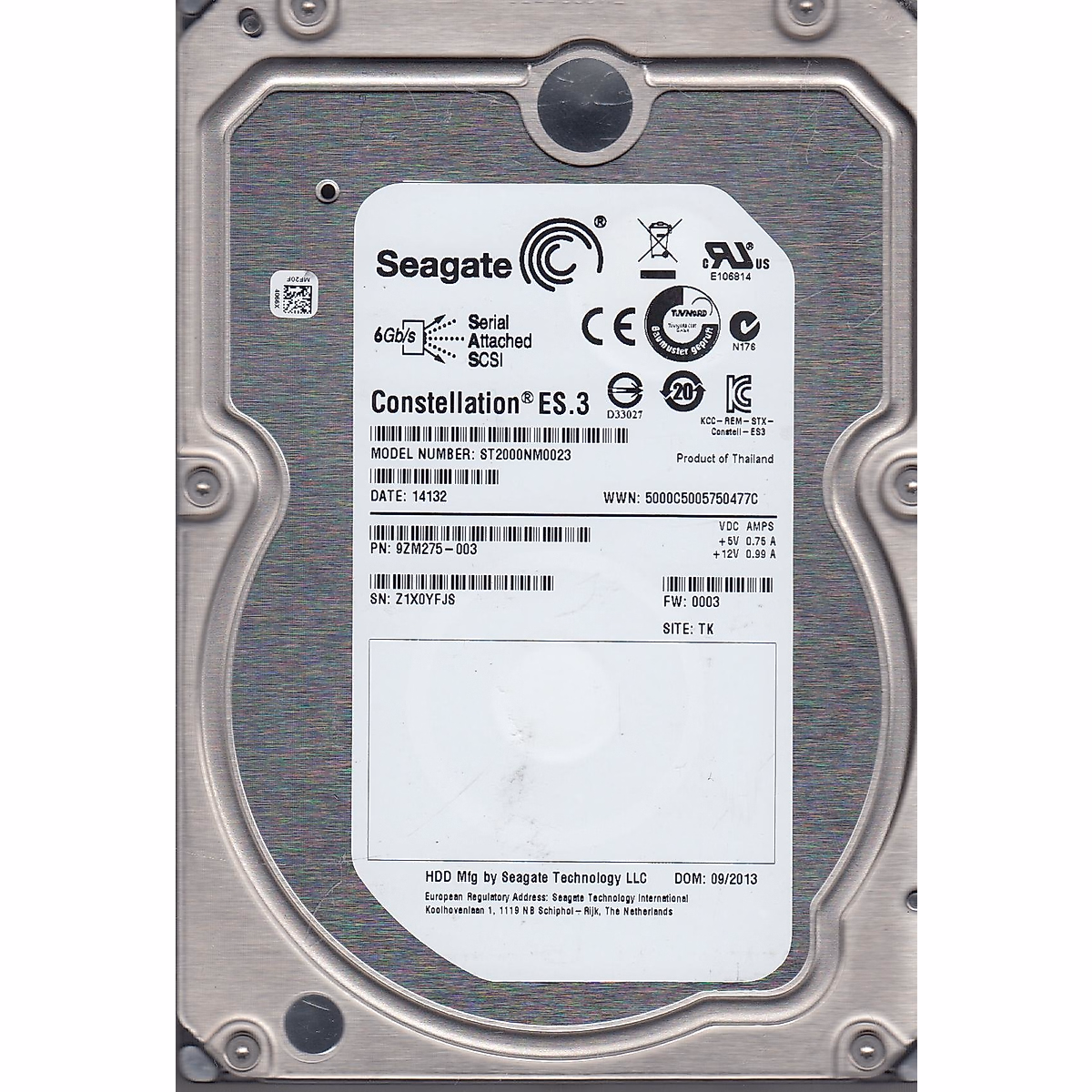 ST2000NM0023, Z1X, TK, PN 9ZM275-003, FW 0003, Seagate 2TB SAS 3.5 Hard Drive (Renewed)