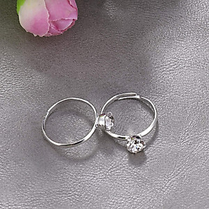 Topoox 80 Pack Bridal Shower Rings Silver Diamond Engagement Rings for Wedding Table Decorations, Party Games, Cupcake Toppers