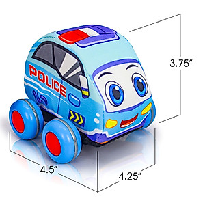 ArtCreativity Pullback Plush Car Set, Set of 4, Soft-Sided Stuffed Cars with Pullback Mechanism, Cute and Colorful for Babies and Toddlers, Best Birthday Gift for Little Boys and Girls