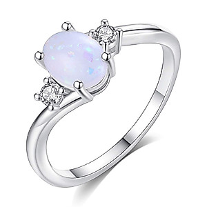 YAZILIND Oval Opal Cubic Zirconia Wedding Engagement Ring Ladies Mom Birthday Party Jewelry(Size 9)
