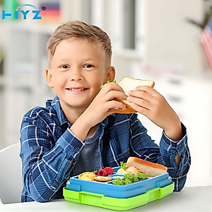 HiYZ Dinosaur Bento Box for Kids, Kids Lunch Box with 5-Compartment, Kids Bento Lunch Box for Ages 3-7, Leak-Proof, Durable, Lunch Box Containers for Kid Back to School Meals, Snack Packing, Travel