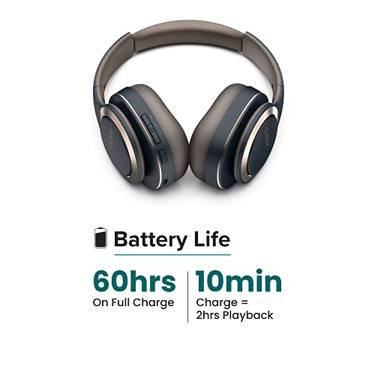 Cleer Audio, Enduro ANC Noise Cancelling Headphones, Long Lasting 60 Hour Battery, Ambient Sound Levels, Bluetooth Headphones, Smart Controls App - Dark Navy