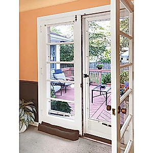 Home District French Door Draft Stopper - Weighted Under Door Draft Blocker, Apartment Noise Blocker, Window Draft Dodger, Winter Door Insulation Strip - 60 Inches Long - Chocolate Brown