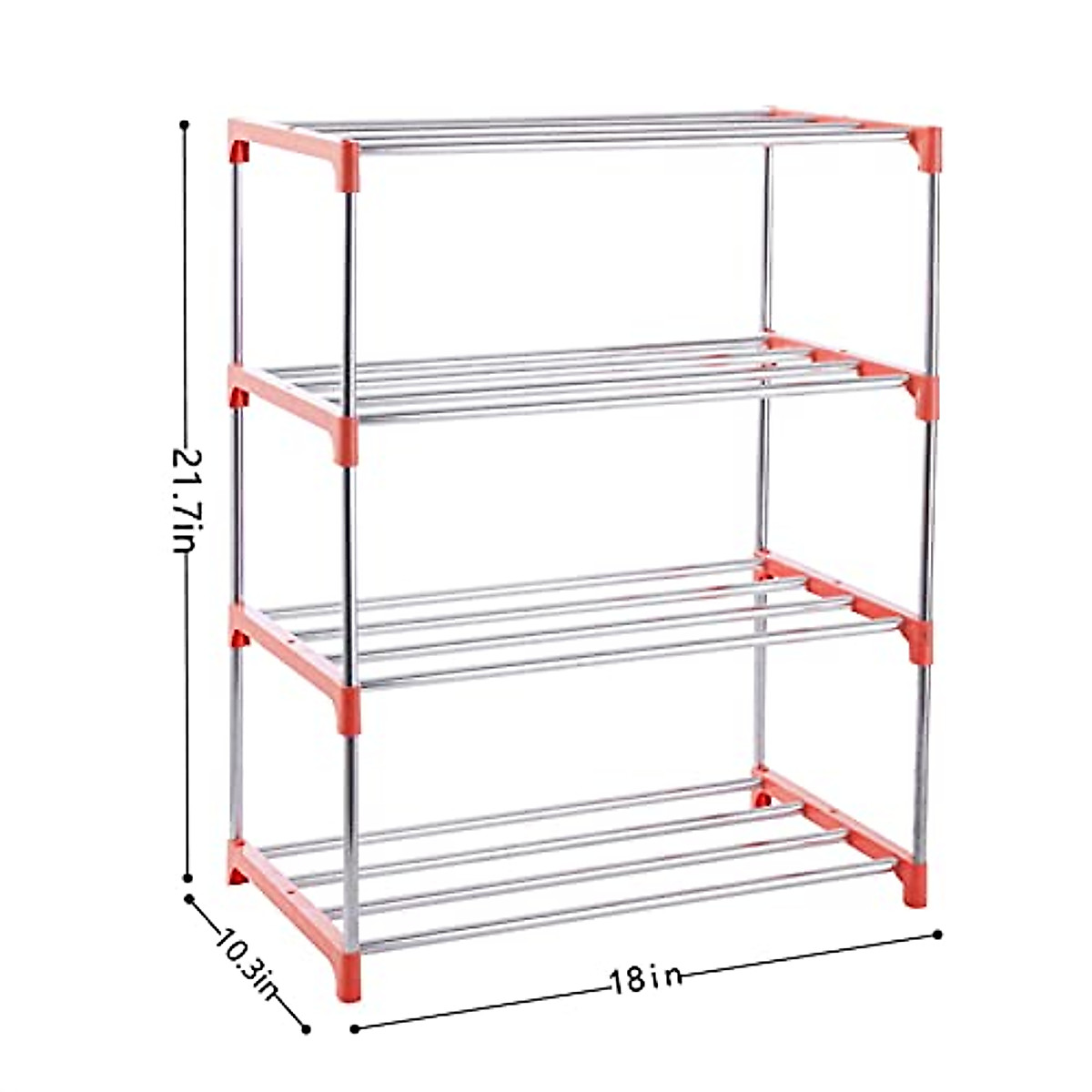 Xerhnan 4-Tier Stackable Small Shoe Rack Pink and 4-Tier Slim Storage Cart Narrow Shelving White