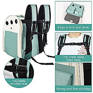 Top tasta Cat Backpack Carrier, Airline Approved, Ventilated Design, Breathable Mesh for Small Cats and Dogs for Hiking and Camping, Carry Up to 25 Pounds (Light Blue)
