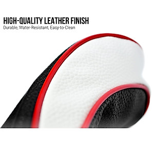 USA Golf Head Covers for Driver & Fairway Woods (Set of 3) - Premium Leather Headcovers, Designed to Fit All Woods and Drivers (Black)