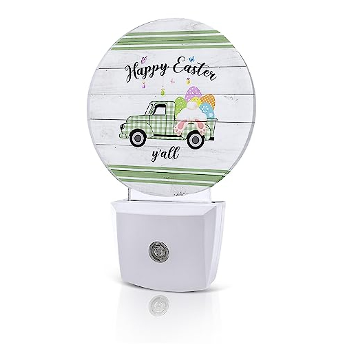Night Light Plug into Wall, LED Nightlights Easter Green Truck with Eggs Bunny Wood Grain Small Nightlight Auto Dusk-to-Dawn Sensor Lamp LED Night Lights for Kid's Bedroom, Bathroom