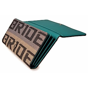 JDM WOMENS BRIDE RACING FABRIC TRIFOLD TEAL WALLET LEATHER GRADATION FEMALE+Key