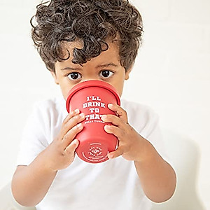 BELLA TUNNO Happy Sippy Cup – Transition Sippy Cups for Baby 6 Months and Older, Baby and Toddler Sippy Cups with Removable Handles and Non-Toxic, BPA Free Silicone, I'll Drink to That, 8 oz