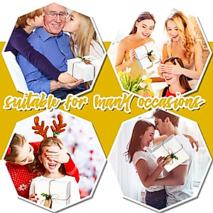 Crtiin 26 Pcs Gift Box Set 8 Bridesmaid Proposal Box 8 Wedding Gift Kraft Paper Tag 8 Eucalyptus 120g Leaves Paper Shred Filler 1 Rope for Christmas Birthday(8 x 8 x 4 Inch,White, Khaki)