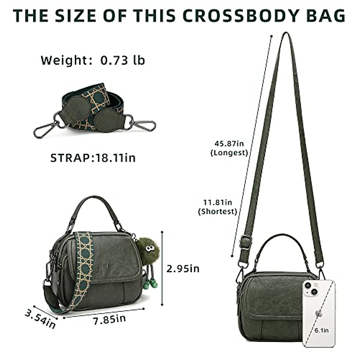 Love Deliver Crossbody Bags for Women Small Leather Purses for Ladies Shoulder Bag with Detachable Straps