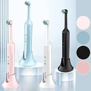 MaLageB Sonic Electric Toothbrush for Adults, Round Rotating Head , 40000 VPM,with 5s Timer 3 Brush Heads Waterproof Rechargeable Toothbrush (Blue)