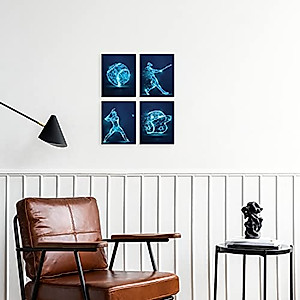 Baseball Wall Art Prints - Set of 4 (8x10) Unframed Baseball Posters - Baseball Room Decor For Men Kids Teenagers - Baseball Poster Set For Bedroom Man Cave - Baseball Wall Decor Dorm - Baseball Boys Bedroom Decor - X-Ray