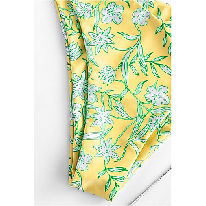 ZAFUL Women's Underwire Bikini Floral High Cut Bikini Set V-Wired Two Piece Swimsuit Bathing Suit (0-Yellow,S)