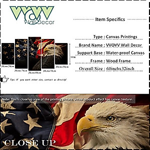 American Flag Wall Decor US Flag With Bald Eagle Patriotic Canvas Wall Art Patriotic Theme Artwork Modern Wall Art For Home Decor 60x32inch