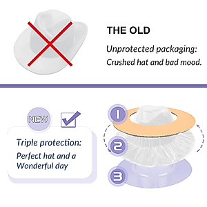 KUJUHA Fedora Hats for Mens/Womens Felt FedoraHats Two Tone Wide Brim Fedora Hats Rancher Hat White