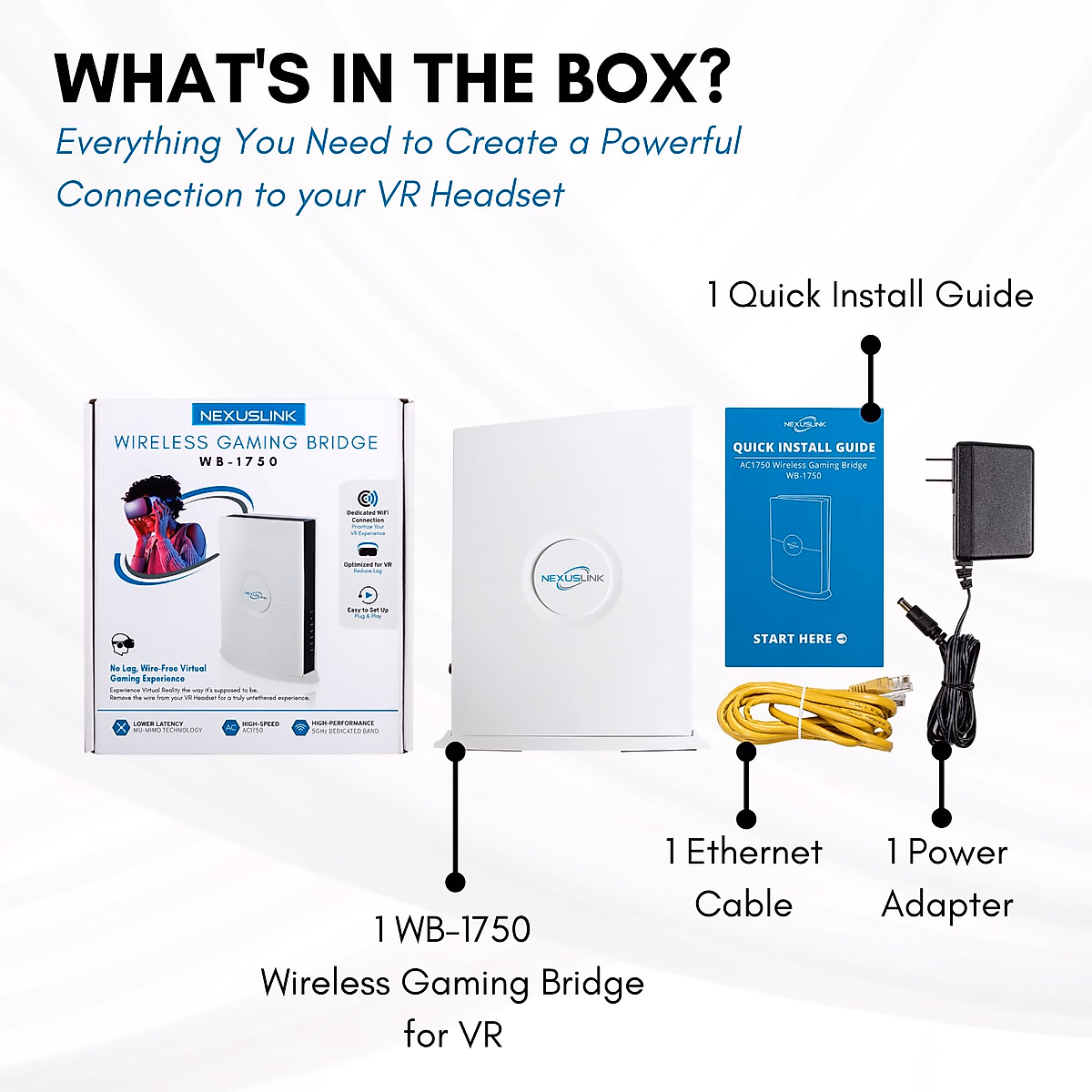 NexusLink Gaming Router Extender, Optimized for Online Play, Streaming, and VR, High-Speed AC1750, MU-MIMO for Low Ping, Single Unit