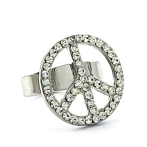 SoulBreezeCollection Peace Sign Ring Adjustable Size Band Designer Women Lady Costume Fashion Jewelry