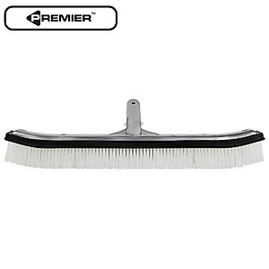 Poolmaster 20172 18-Inch Heavy Duty Aluminum-Back Swimming Pool Wall Brush with Durable Nylon Bristles, Premier Collection, Silver