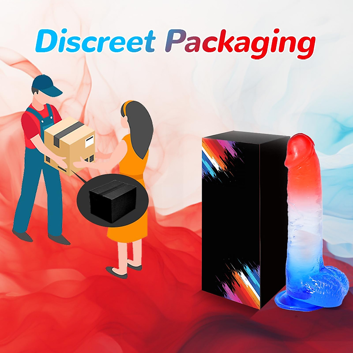 Huge Thick Clear Dildo 2.35" Diameter 11" Long, XL Big Fat G Spot Anal Dildos with Strong Suction Cup, Red Blue Jelly Soft Real Dildo Women Couples Male Adult Sex Toys, Strap On Penis Female Sex Toy