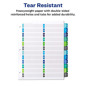 Avery Double Column 24 Tab Dividers for 3 Ring Binders, Customizable Table of Contents, Multicolor Tabs, 1 Set (11321)