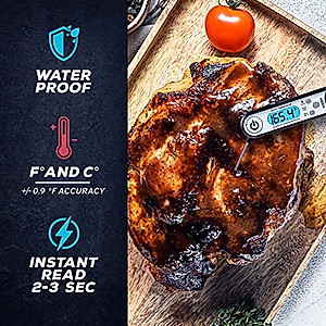 Kizen IP100 Digital Meat Thermometer - Instant Read Waterproof Food Thermometers with Bottle Opener for Kitchen, Outdoor Cooking & Grilling - Red