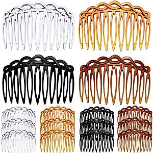 WILLBOND 16 Pieces Women Hair Comb Accessories French Hair Side Combs Plastic Twist Decorative Comb Clips for Women Bridal Wedding Veil Teeth(Black, Transparent, Light Coffee, Dark Coffee)