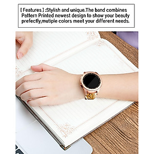 20mm Floral Silicone Sport Bands Compatible for Galaxy Watch 6/Watch 5/Galaxy Watch 4 40mm 44mm/Classic 42mm 46mm/Watch 3 41mm, Active 2 Watch Bands,Diamond Rose Butterfly Replacement Strap for Women