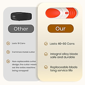 miadore Electric Can Opener for Kitchen,Rechargeable Automatic Can Opener with Removable Tilted Blade,One-Touch Operation, Smooth Edge,Built-In Magnet,Power Warning-Vibrant Orange