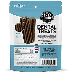 Pet Treat Pros - Dental Buddies - Dental Treats with Heavy Ridges - Helps Fight Plaque & Tartar - 8 Oz. / 226g