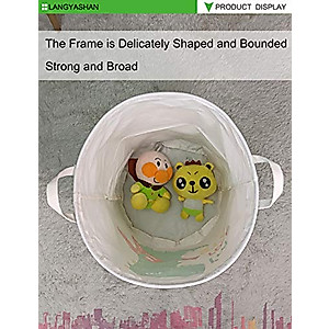 LANGYASHAN Laundry Basket Canvas Fabric Collapsible Organizer Basket for Storage Bin Toy Bins Gift Baskets Bedroom Clothes Children Nursery Hamper (Dinosaur)