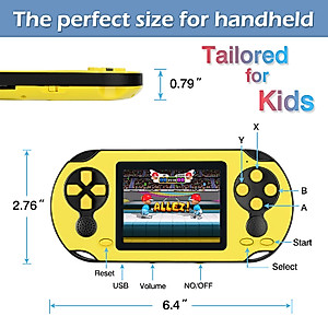 TaddToy 16 Bit Handheld Game for Kids Adults, 3.0'' Large Screen Preloaded 230 HD Classic Retro Video Games with USB Rechargeable Battery & 3 Game Cartridges for Birthday Gift for Kids 4-12 (Yellow)