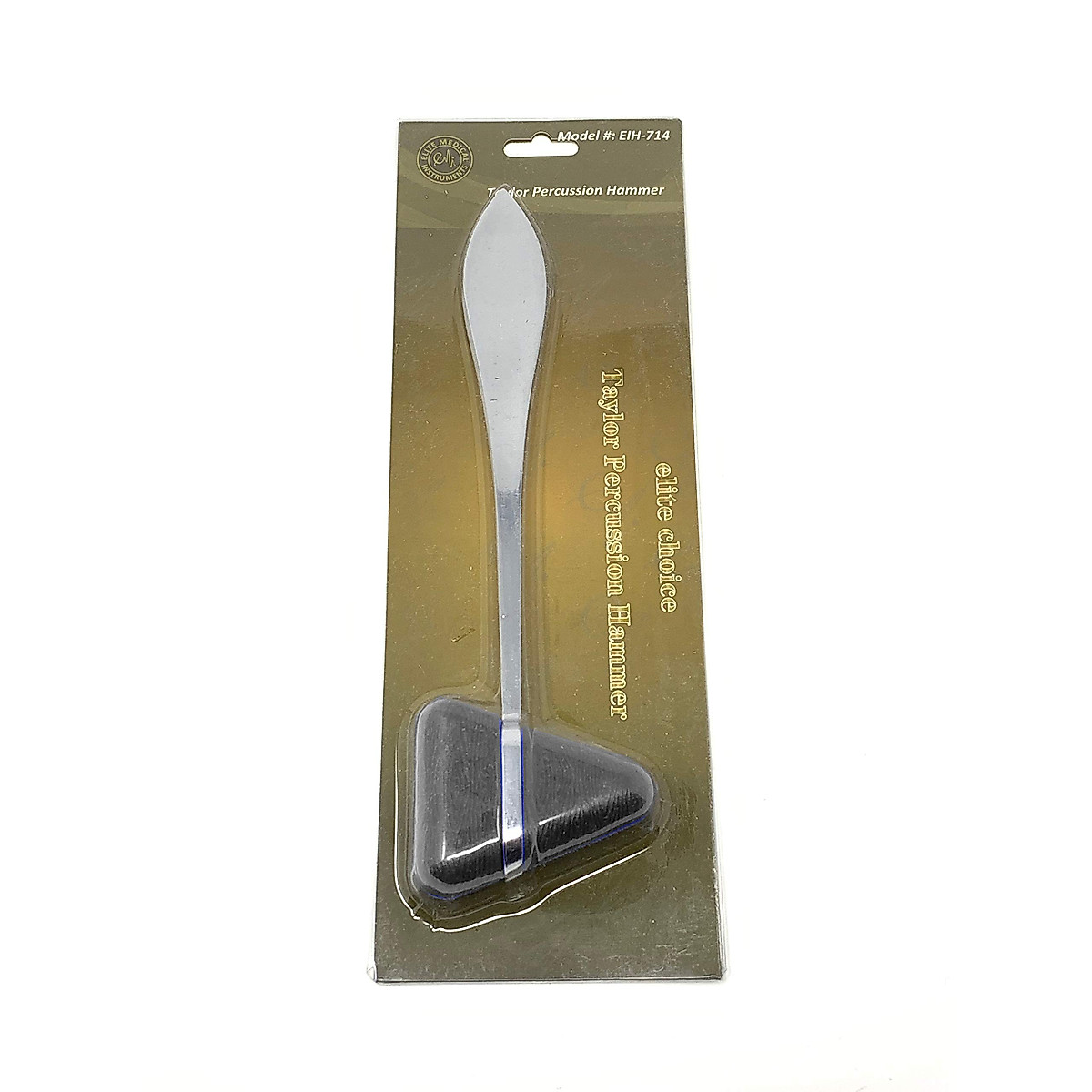 EMI Taylor Tomahawk Percussion Medical Reflex Hammer 7 1/2" with Chrome Plated Handle, Stainless Steel Construction - Precision Reflex Testing Tool for Medical Professionals - Black