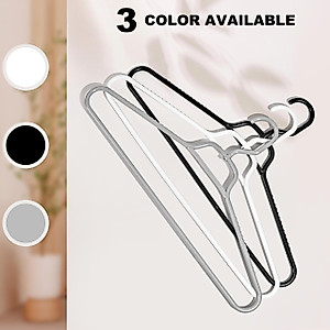 Quality Hangers Heavy Duty White Plastic Hangers 40-Pack with Swivel Hook | 7mm Thick Non Slip Coat Hangers with Accessory Bar | Ideal Clothes Hangers Plastic for Everyday Use | 17 Inches (40, White)