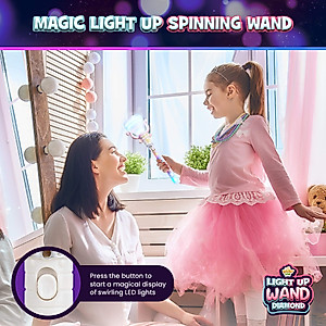IPIDIPI TOYS Light Up Spinning Diamond Wand, Rotating Magic Princess Toy, Sensory Pretend Play for Kids Girls and Boys, Christmas Stocking Stuffers