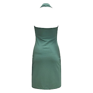 Floral Sundresses for Women Womens Girl Waist Bag Hip Thread Neck Short Skirt Dress Casual Skirt Green