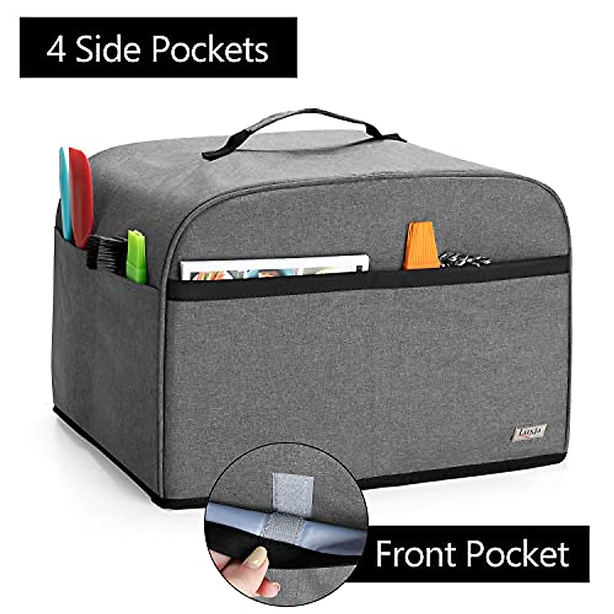 Luxja Dust Cover for Ninja Foodi Smart XL Grill (FG551), Cover with Accessories Storage Pockets, Gray