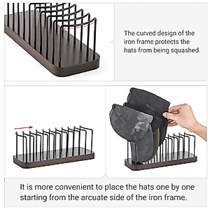 Mkono Hat Organizer for Baseball Caps, Set of 1 Hat Holder for 10 Baseball Caps, Tabletop Hat Rack Stand Hat Storage Display Baseball Cap Organizer for Desk Closet Shelf Dresser