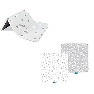 Trifold Square Playard/Playpen Mattress Topper & Square Playard/Playpen Fitted Sheets, Perfect for 36 X 36 Portable Playard