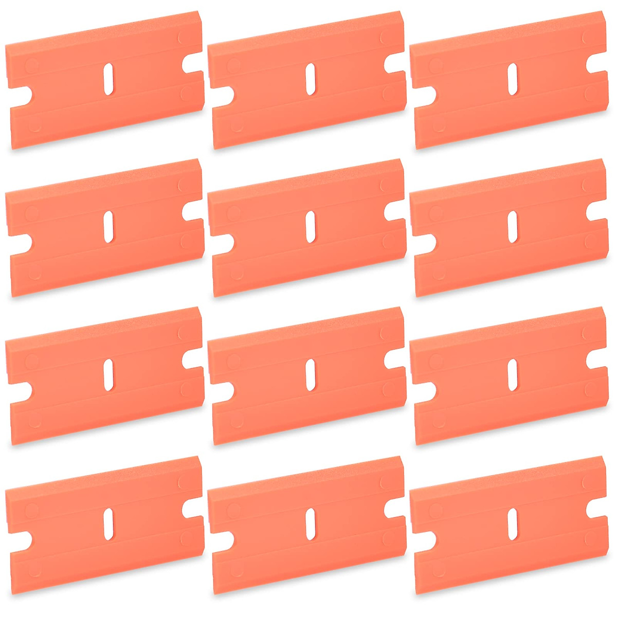 200pcs Plastic Razor Blades, Non-scratch Double Edged, for 1.5-inch Universal Safety Scraper Plastic Common Scraper, Remove Decals, Stickers, Adhesive, Clean Glass Window, Orange