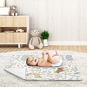 Sweet Jojo Designs Bear Deer Fox Woodland Animal Toile Baby Boy or Girl Receiving Security Swaddle Blanket for Newborn or Toddler Nursery Car Seat Stroller Soft Minky - Grey, Green, and Brown