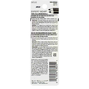 Maybelline Expert Eyes Twin Brow & Eye Pencil, Dark Brown [102], 0.06 oz (Pack of 6)