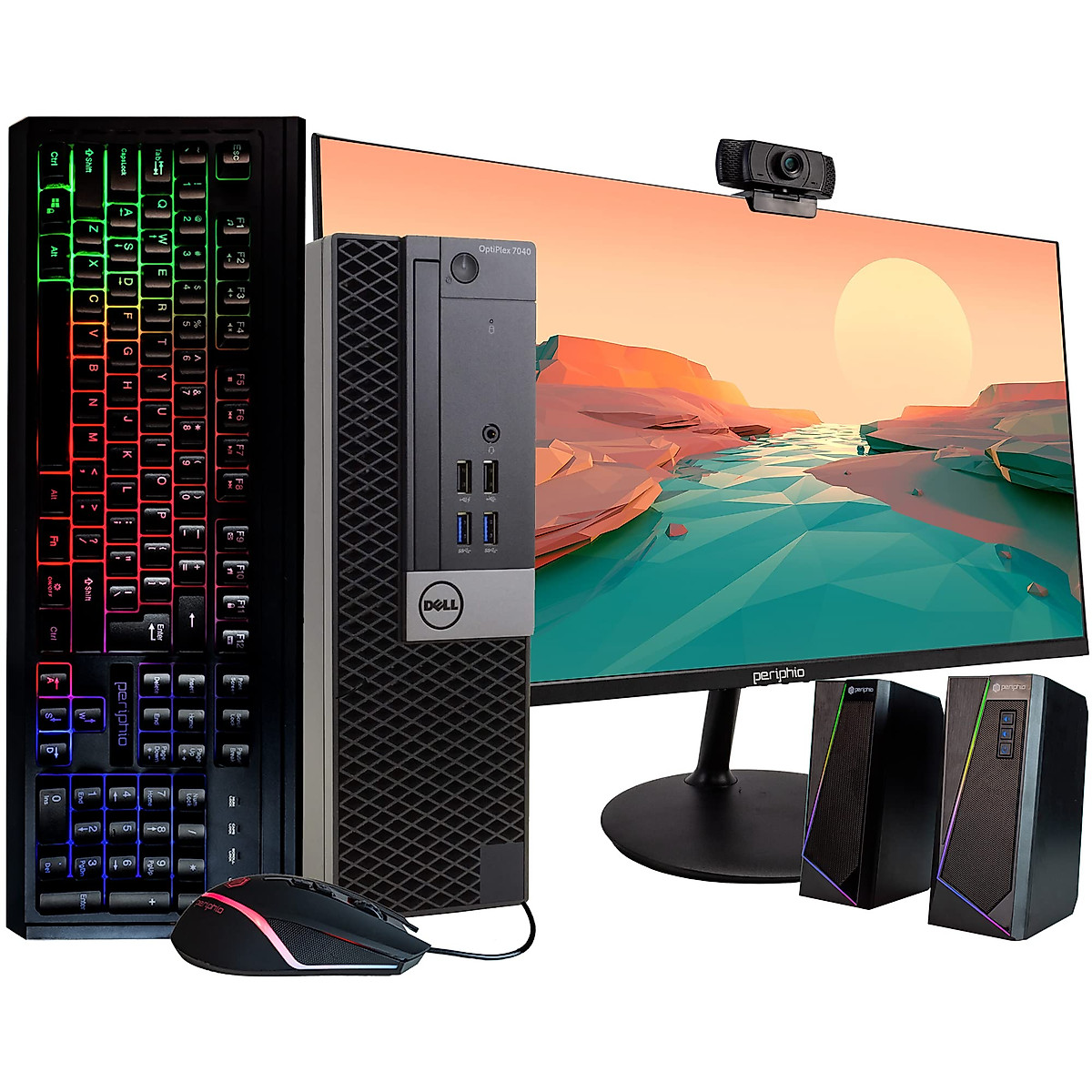 Dell 7040 Desktop Computer PC, i5-6500, 16GB RAM, 512GB SSD, Windows 10 Pro, New 23.6 Monitor, RGB Keyboard & Mouse, RGB Speakers, New 1080p Webcam, New 16GB Flash Drive, WiFi (Renewed)