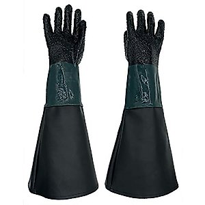 HOLDWIN Rubber Sandblaster Gloves for Abrasive Blasting be Used on Sandblast Cabinet Sand Blasting Gloves With Particle