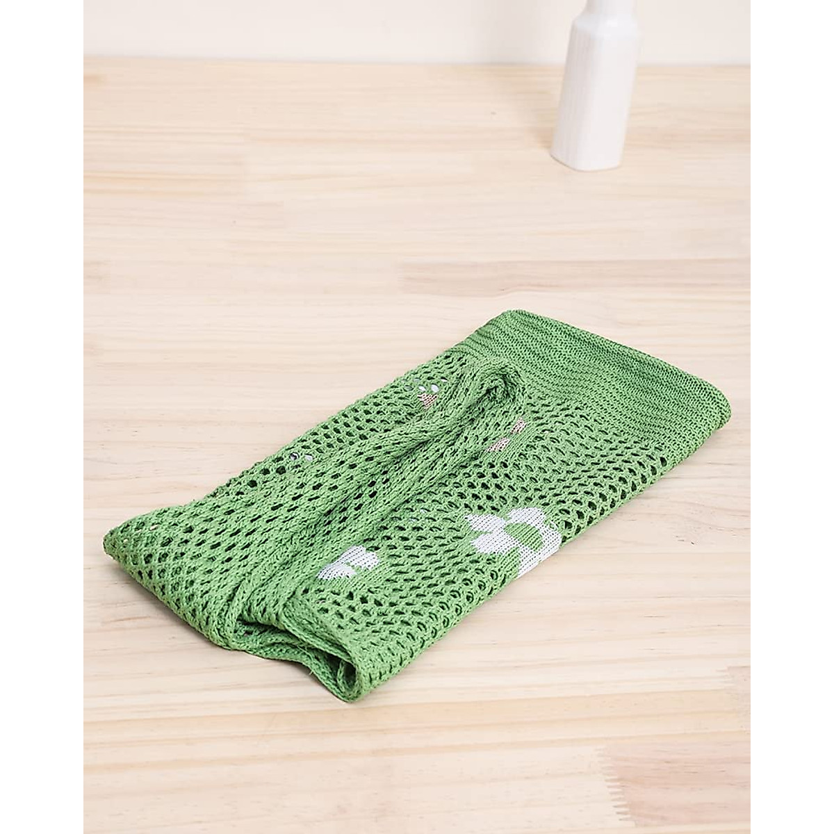 ENBEI Crochet Tote Beach Bag for Women with 6 Flower Pattern, Aesthetic Boho Large Bag, Foldable & Lightweight, Perfect for Beach, Travel, Daily Use & Gift