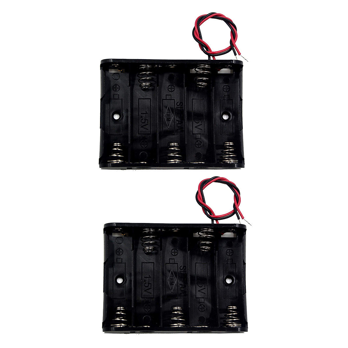 LampVPath (Pack of 2 5 AA Battery Holder, 5 AA Battery Holder with Leads, 5 AA Battery Holder with Wires