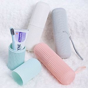 1Pcs Travel Toothbrush Holder, Multifunction Wash Cup for Business Trips, Portable Lightweight Toothbrush Holder Cup, 4 Colors Available. (Pink)