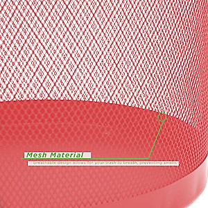 Mind Reader Mesh Trash Can, 16.65L (4.4 gal), Waste Paper Basket, Round, Office, Metal Mesh, 11.5" L x 11.5" W x 13.75" H, Red