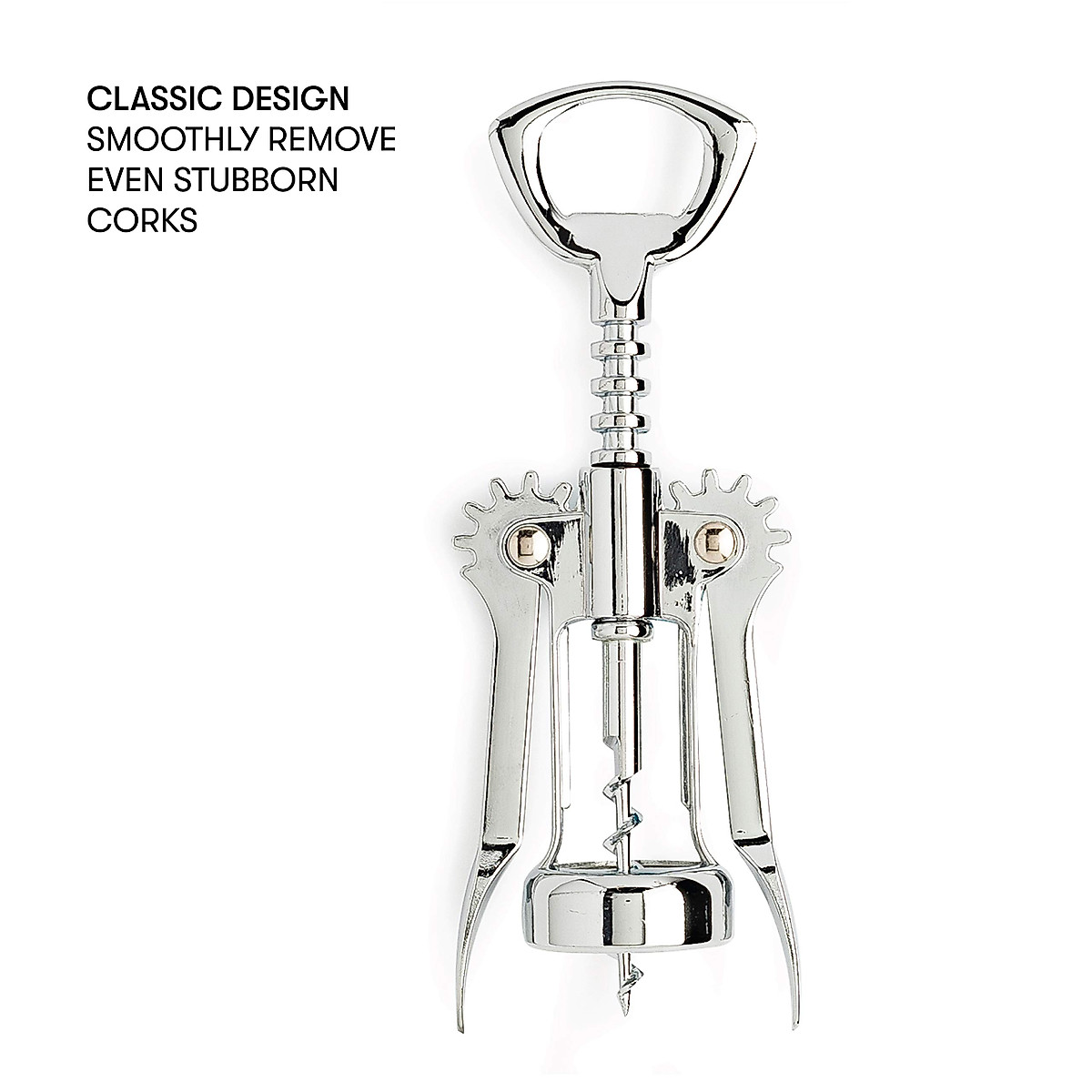 Cooking Light Premium Stainless Steel Wine, Professional and Portable Bottle Opener, All-in-One Winged Corkscrew, Silver